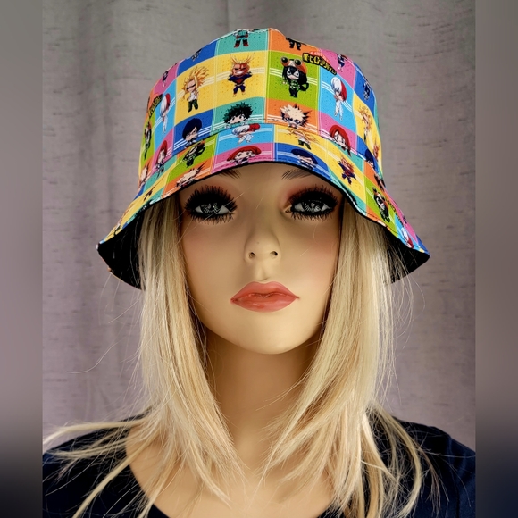 Accessories | My Hero Academia Anime Chibi Checkered Bucket Cap Hat ...